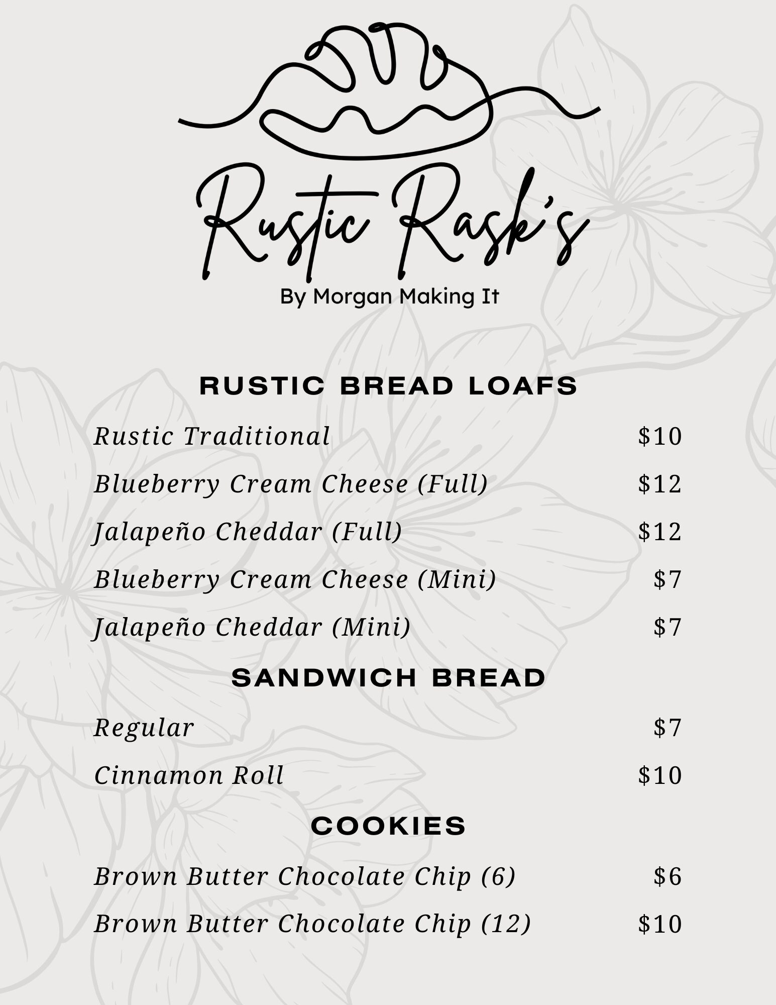 Rustic Rask’s Menu - Morgan Making It